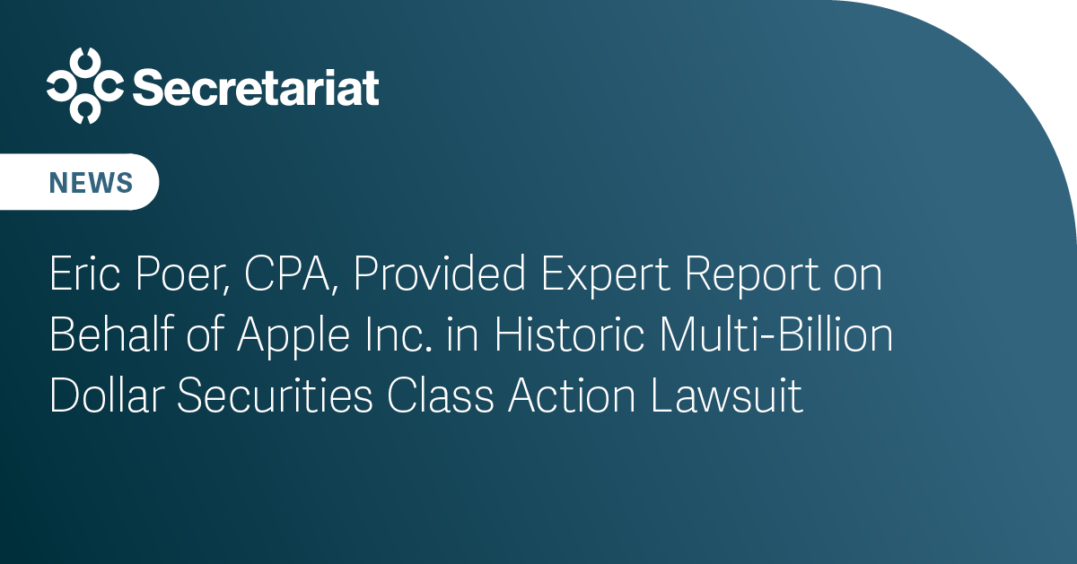 Eric Poer, CPA, Provided Expert Report on Behalf of Apple Inc. in ...
